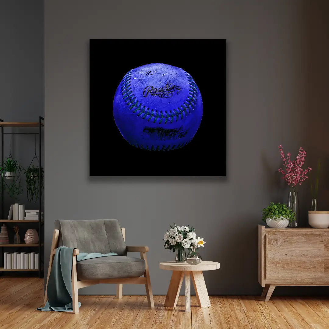 Blue Vintage Baseball - Square Wall Glass Art | Retro Sports Wall Decor ...