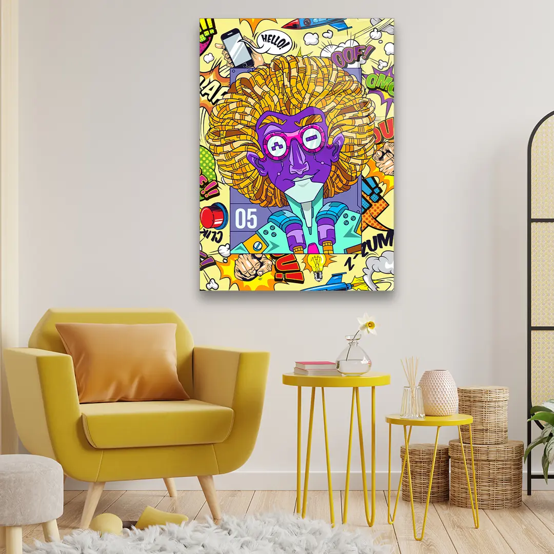 Comic Book Poster - Vertical Glass Art