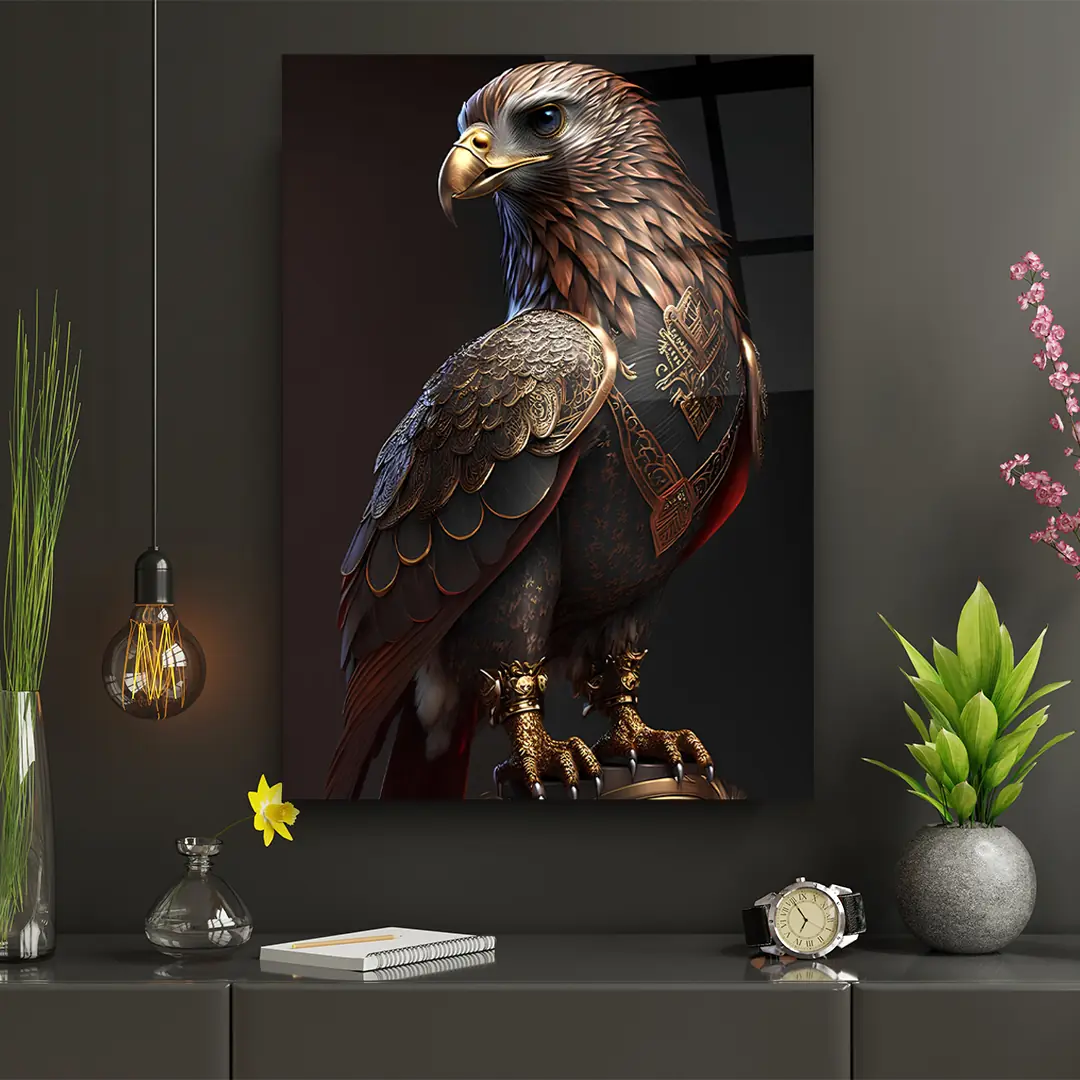 Armored Eagle - Vertical Glass Art