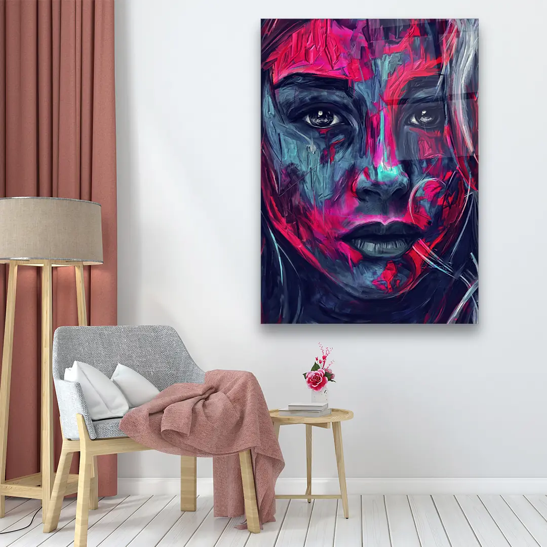 Painted Portrait - Vertical Glass Art
