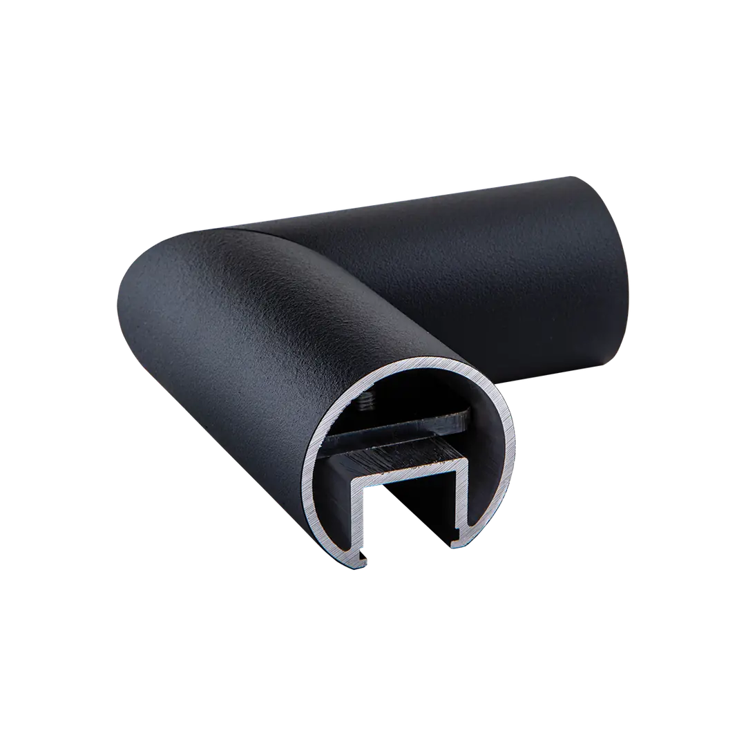 "AK-Ganzglas" Handlauf-Ecke Ø42 mm in RAL 7016 | Akbas24