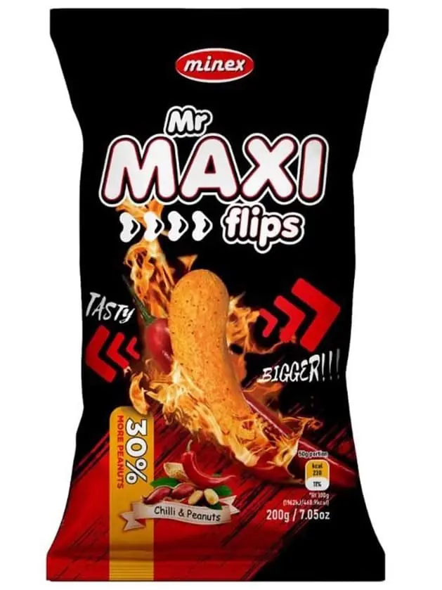 Mr Maxi | Stark chili majschips med jordnötter 200g x 20