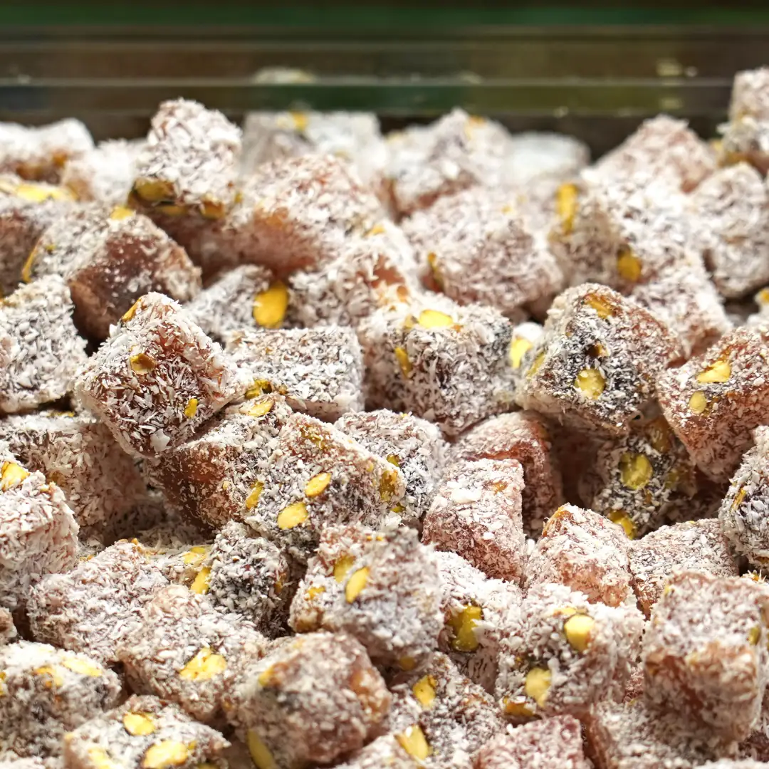 Turkish Delight Lokum mit Pistazien und Kokosnuss (Doppelt Geröstet) 500g